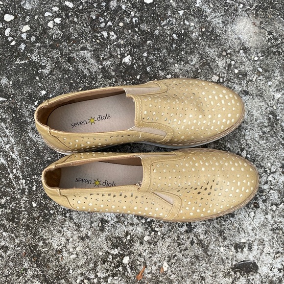 Seven Dials | Shoes | Seven Dials Perforated Tan Platforms | Poshmark